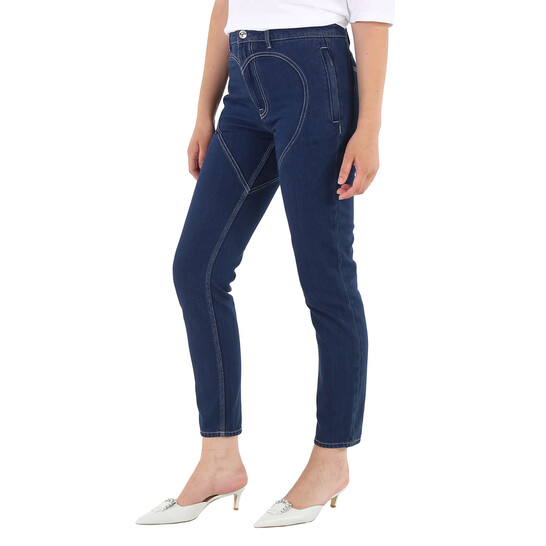 Burberry Ladies Dark Canvas Blue Heart-Motif Skinny Jeans, Waist Size ...