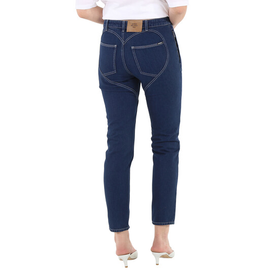 Burberry Ladies Dark Canvas Blue Heart-Motif Skinny Jeans, Waist Size ...