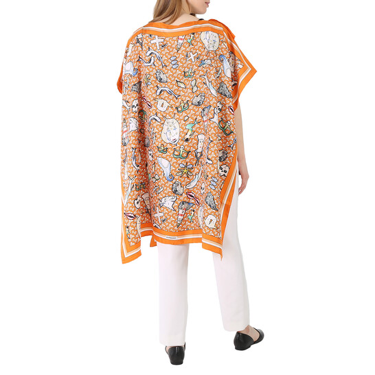Burberry Ladies Deep Orange Marine Silk Cape 8039677 5045625153354 ...