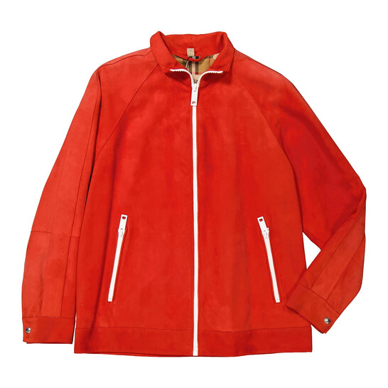 Burberry Ladies Bright Red Suede Bomber, Brand Size 6 (US Size 4 ...