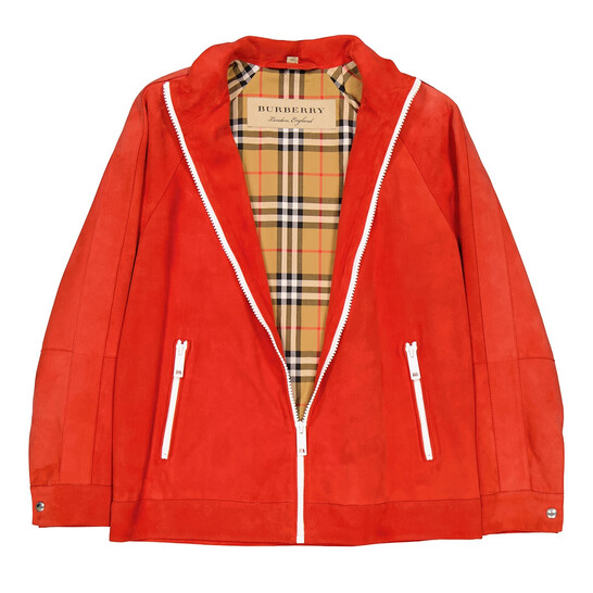 Burberry Ladies Bright Red Suede Bomber, Brand Size 6 (US Size 4 ...
