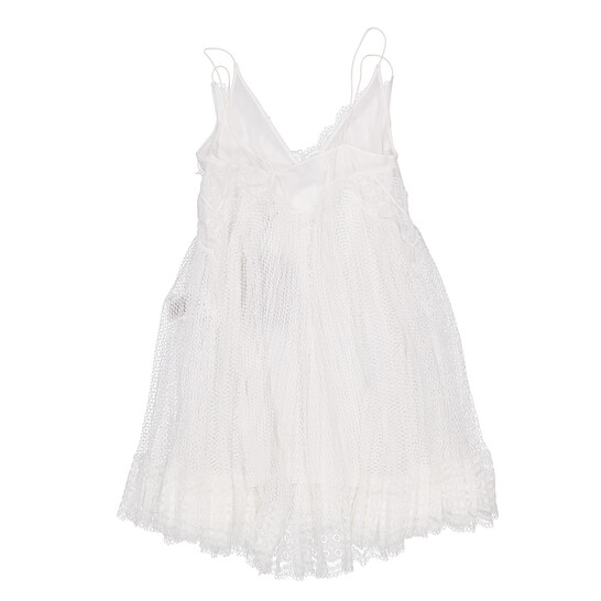 Burberry Ladies Optic White Fishnet And Lace Pleated Dress With Silk ...