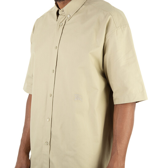 Burberry Logo-Embroidered Short Sleeve Poplin Shirt, Size X-Large ...