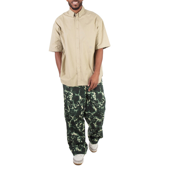 Burberry Logo-Embroidered Short Sleeve Poplin Shirt, Size X-Large ...