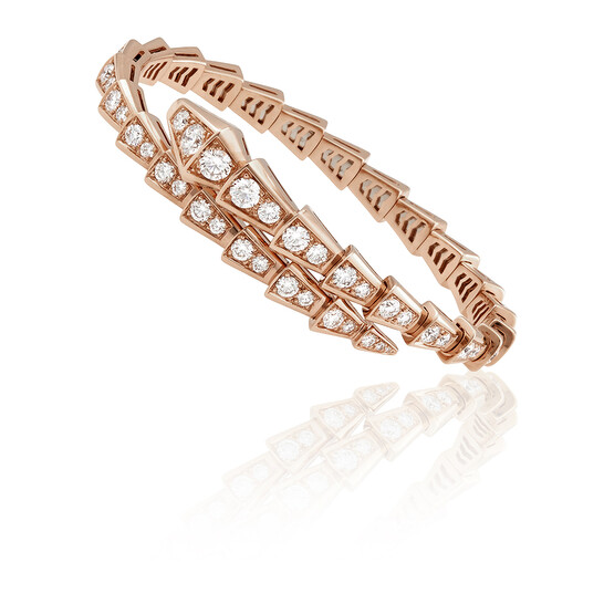 Bvlgari Serpenti Viperone-Coil 18kt Rose Gold Bracelet, Size S 353792 ...