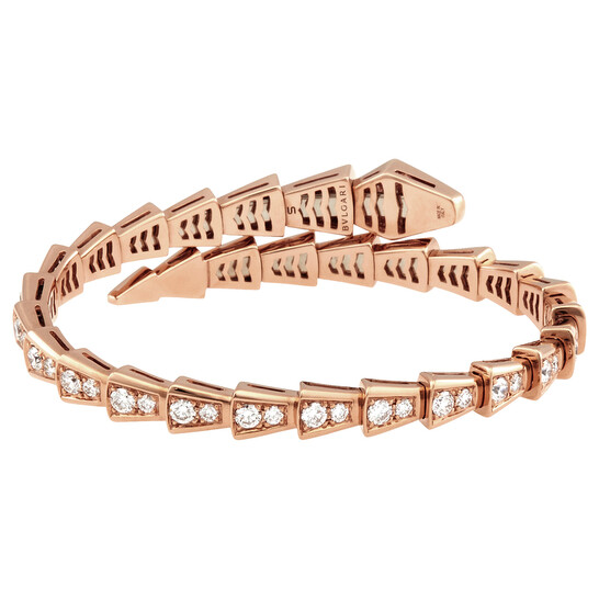 Bvlgari Serpenti Viperone-Coil 18kt Rose Gold Bracelet, Size S 353792 ...