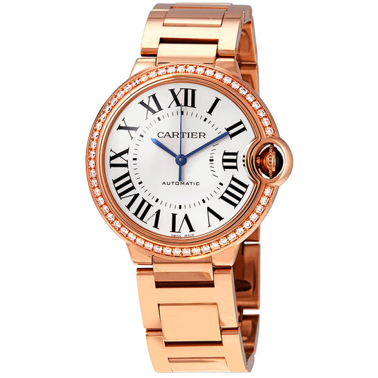 Cartier Ballon Bleu De Cartier Automatic Diamond Silver Dial Ladies ...