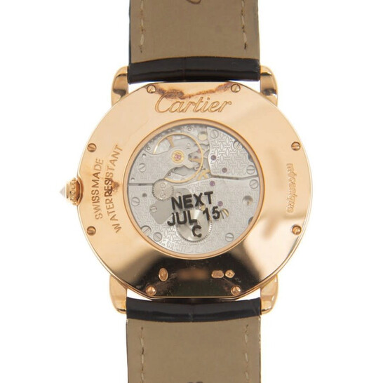 Cartier Ronde Louis Cartier Diamond Bezel Silver Dial 18 kt Rose Gold ...