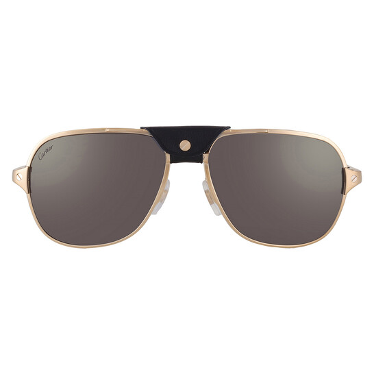 Cartier Santos de Cartier Grey Navigator Men's Sunglasses CT0165S 002 ...