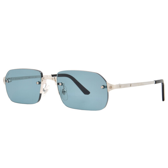 Cartier Santos de Cartier Light Blue Rectangular Men's Sunglasses ...