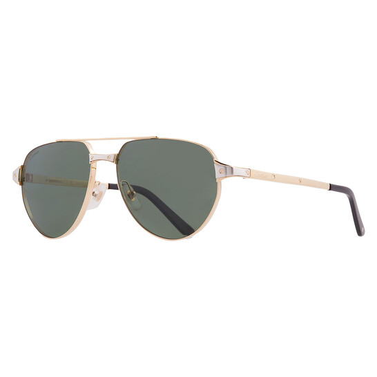 Cartier Santos de Cartier Polarized Green Pilot Men's Sunglasses ...