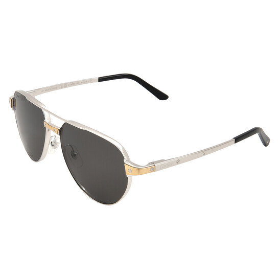 Cartier Santos de Cartier Polarized Smoke Pilot Men's Sunglasses ...