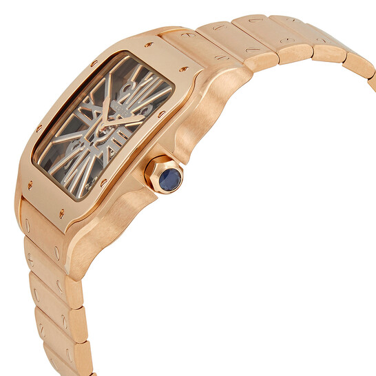 Cartier Santos Hand Wind 18kt Rose Gold Skeleton Dial Men's Watch ...