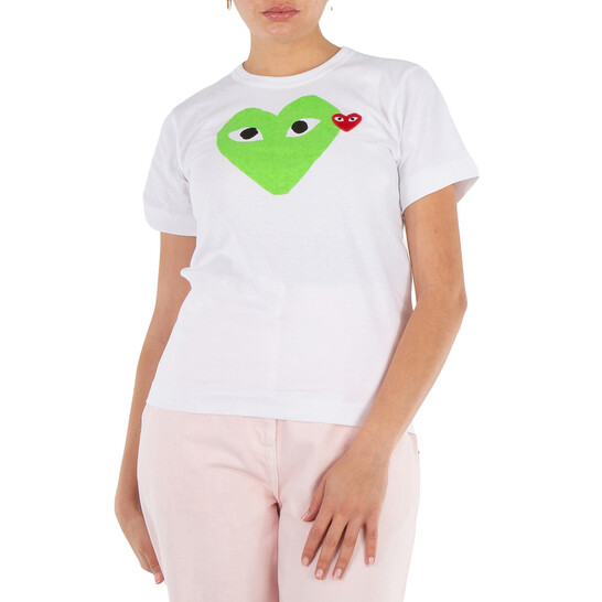 Comme Des Garcons Cdg Play Double Heart Logo Short-Sleve T-Shirt, Size ...