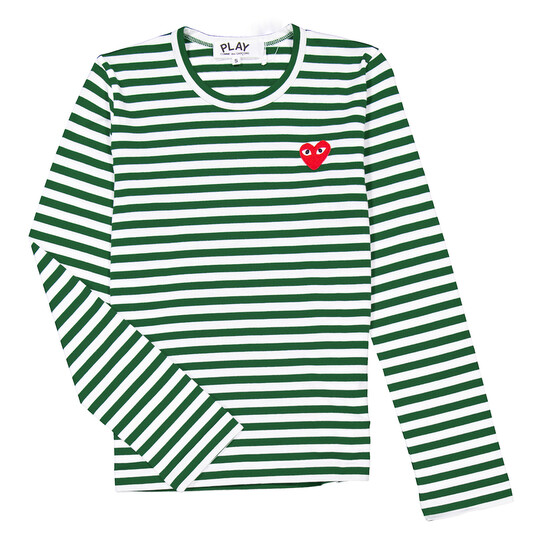 Comme Des Garcons Cdg Play Striped Heart Emblem Long-Sleeve T-Shirt ...