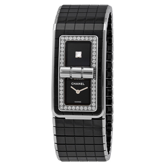 Chanel Code Coco Black Diamond Dial Steel and Ceramic Ladies Watch H5148 - Watches, Code Coco ...