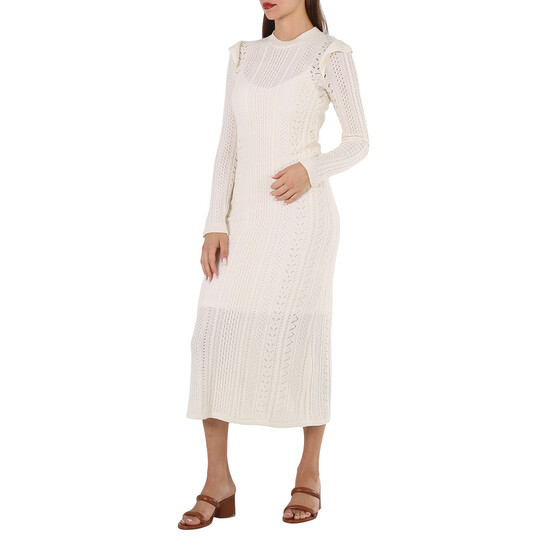 Chloé Ladies Snow White Wool Cash Knit Dress, Size X-Small ...