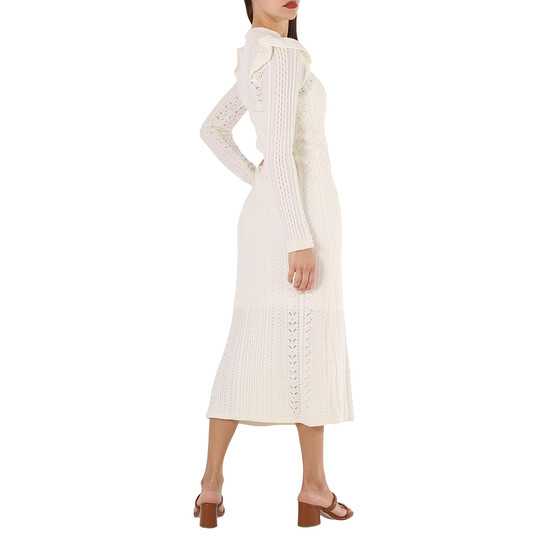 Chloé Ladies Snow White Wool Cash Knit Dress, Size X-Small ...
