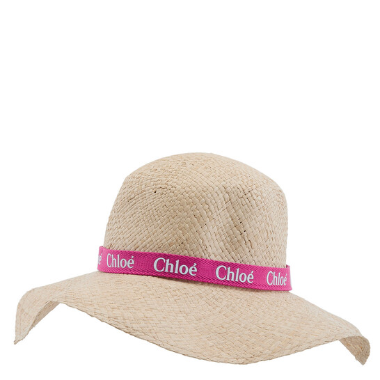 Chloé Raffia Logo-Print Wide Brim Sun Hat, Size 52 C20050-S01 - Jomashop
