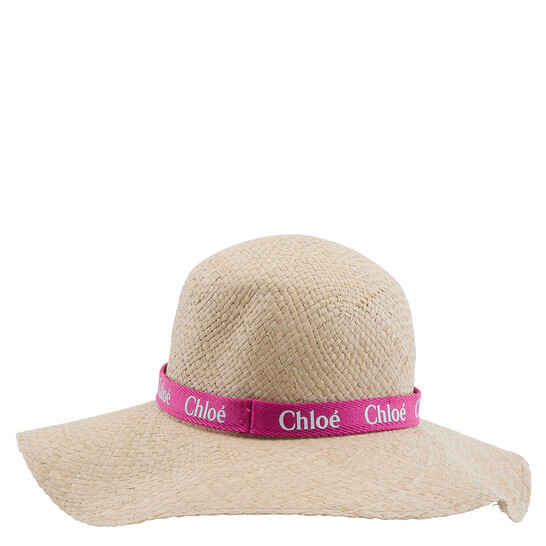 Chloé Raffia Logo-Print Wide Brim Sun Hat, Size 52 C20050-S01 - Jomashop
