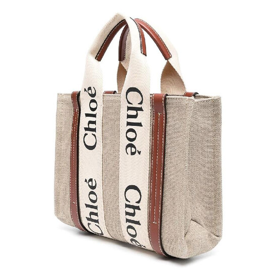 Chloé Woody Small Linen Tote Bag CHC22AS397I2690U 7613386448101 ...