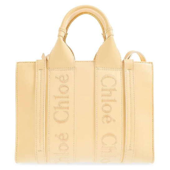 Chloé Woody Small Logo Embroidered Leather Tote CHC23US397I60752 ...