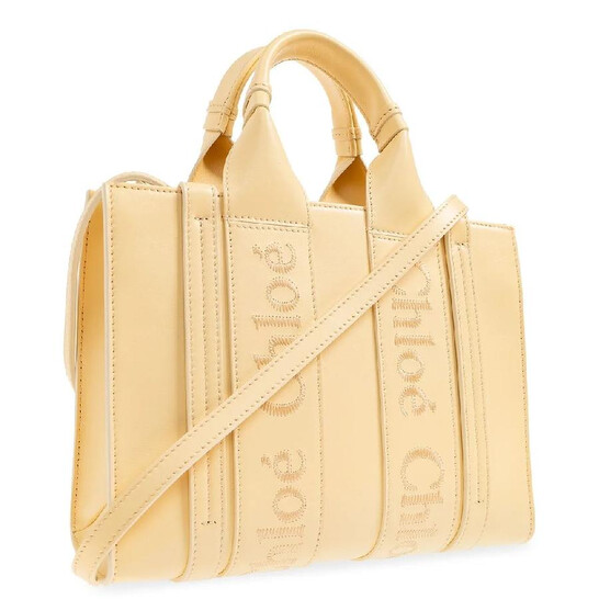 Chloé Woody Small Logo Embroidered Leather Tote CHC23US397I60752 ...