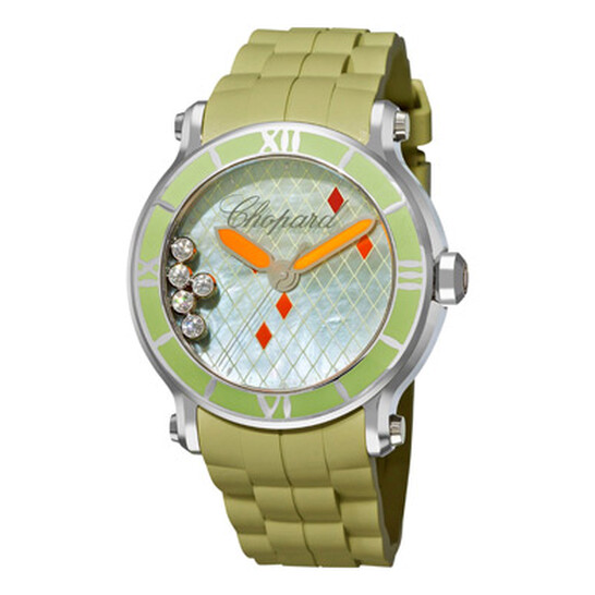 Chopard Happy Sport Green Mother Of Pearl Green Rubber Floating ...
