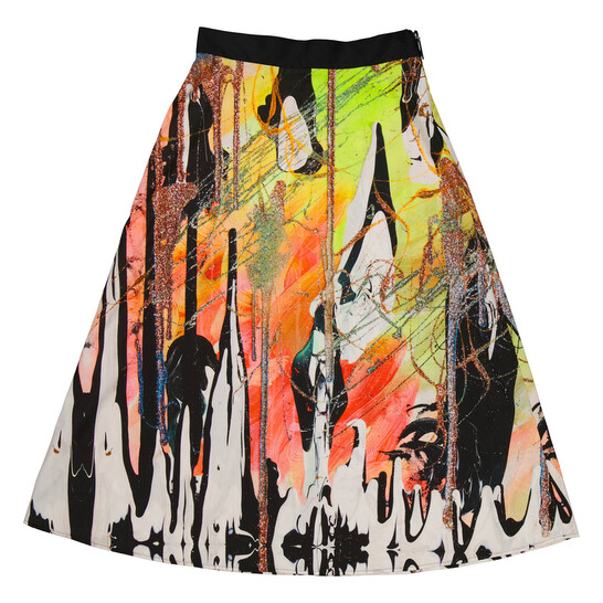 Christopher Kane Ladies Mindscape Neon Cotton Skirt, Brand Size 40 ...