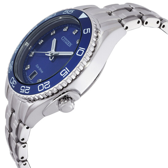Citizen Carson Eco-Drive Diamond Blue Dial Ladies Watch FE6160-57L ...