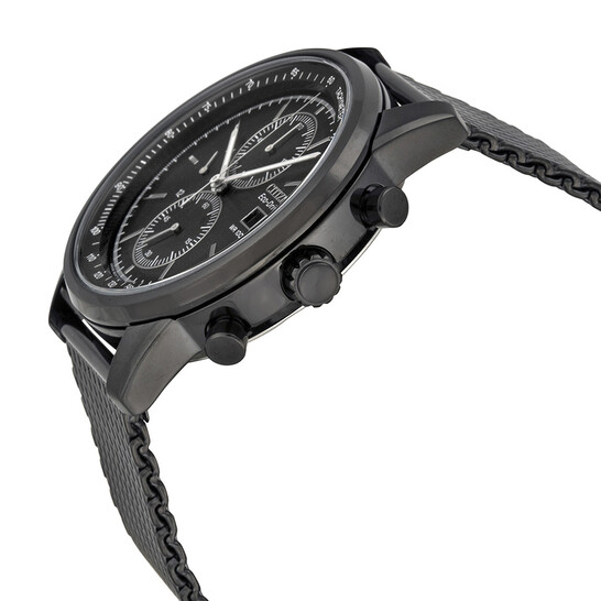 Citizen Eco-Drive Chronograph Black Dial Black Ion-plated Mesh Men's ...