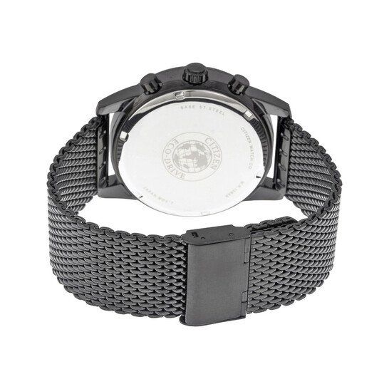 Citizen Eco-Drive Chronograph Black Dial Black Ion-plated Mesh Men's ...