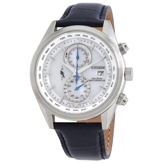 Citizen Eco-Drive Perpetual Alarm World Time Chronograph GMT White Dial ...