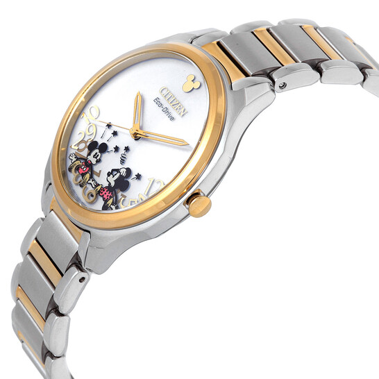 Citizen Falling Mickey & Minnie Silver Dial Two-Tone Ladies Watch ...