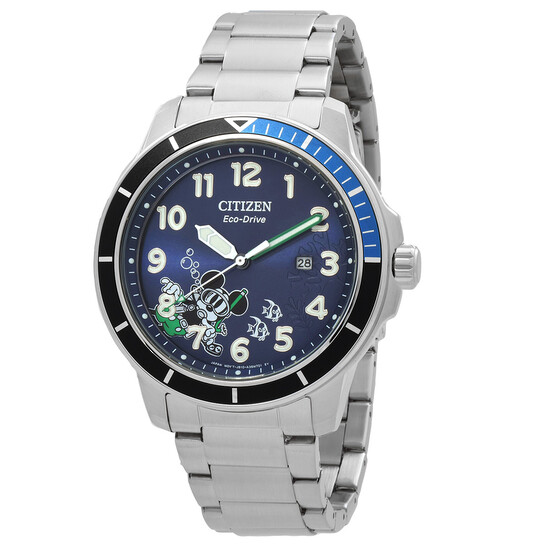 Citizen Mickey Water Sport Eco-Drive Blue Dial Batman Bezel Men's Watch ...