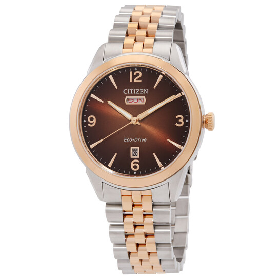Citizen Rolan Eco-Drive Brown Dial Two-Tone Men's Watch AW0156-57X ...