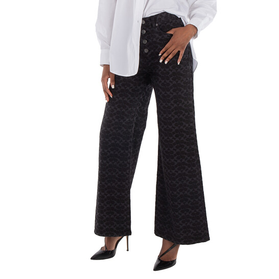 Coach Signature Wide-Leg Denim Jeans, Size 2 CG589 BLK 02 - Clothing ...