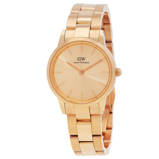 Daniel Wellington Iconic Link Rose Gold-tone Dial Ladies Watch ...