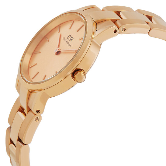 Daniel Wellington Iconic Link Rose Gold-tone Dial Ladies Watch ...