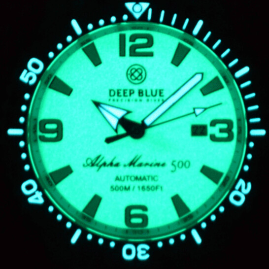 Deep Blue Alpha Marine Automatic Full Lume Blue Dial Men's Watch ...