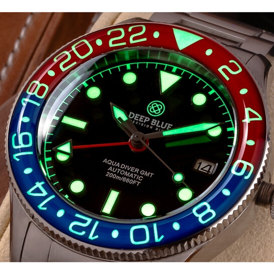 Deep Blue Aqua Diver Gmt Automatic Black Dial Men's 40 mm Watch ...