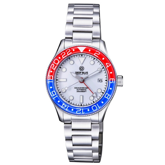 Deep Blue Aqua Diver Gmt Automatic White Dial Men's 40 mm Watch ...