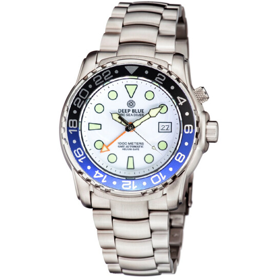 Deep Blue Pro Sea Diver 1000M Gmt Automatic White Dial Men's Watch ...