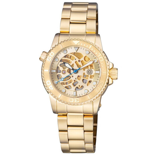 Deep Blue Skeleton Diver Automatic Gold Dial Men's Watch 40SKELGBRACE ...