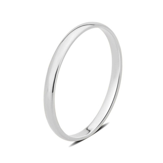 Diamondmuse 2mm Comfort Fit Plain Wedding Band for Men in 10K White ...