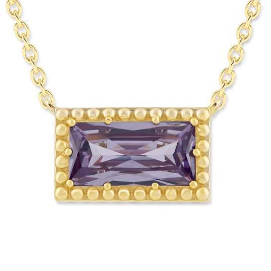 Belacqua Alexandrite June Birthstone Baguette Pendant Necklace in 14K ...