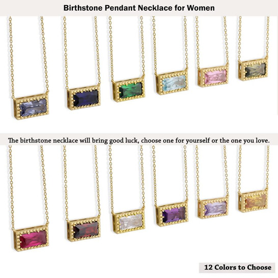 Belacqua Alexandrite June Birthstone Baguette Pendant Necklace in 14K ...