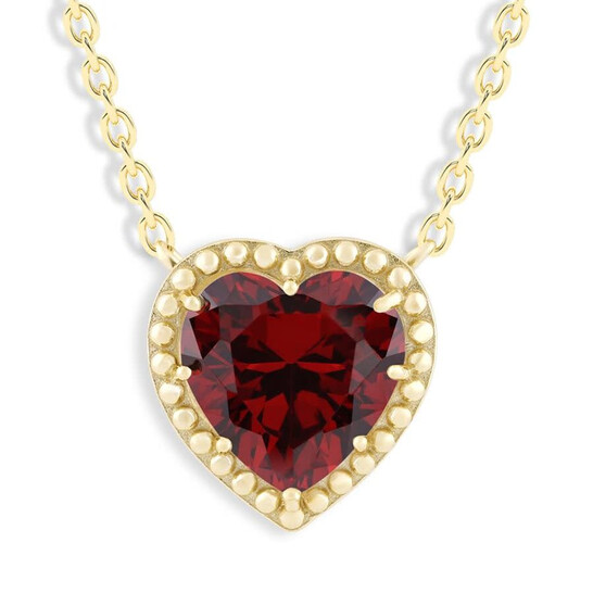 Belacqua Garnet January Birthstone Heart Pendant Necklace in 14K Gold ...