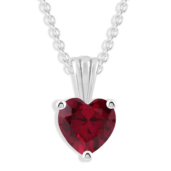 Belacqua Siam Ruby July Birthstone Heart Pendant Necklace in Sterling ...