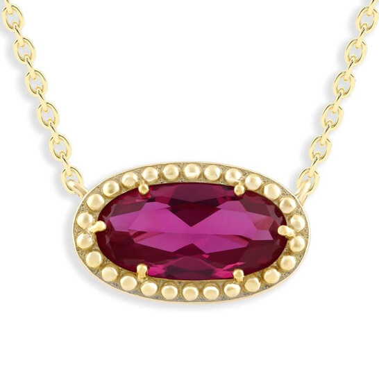 Belacqua Siam Ruby July Birthstone Oval Pendant Necklace in 14K Gold ...